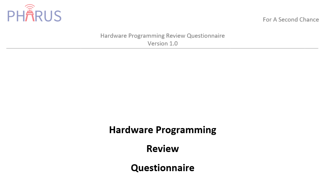 Hardware Programming Checklist – Pharus Tech